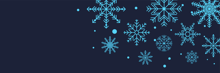 Christmas blue banner background with snow Vector Image