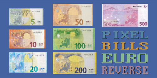 Mosaic pixel banknote of the european union 100 Vector Image