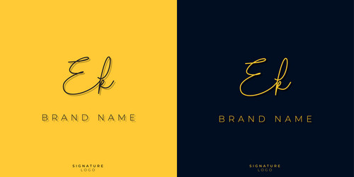 Luxury initial letters ek logo design Royalty Free Vector