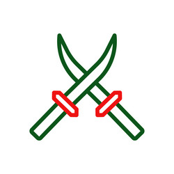 Sword icon duocolor green red colour military Vector Image