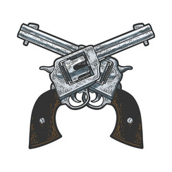 Crossed pistols vintage gun pistol Royalty Free Vector Image