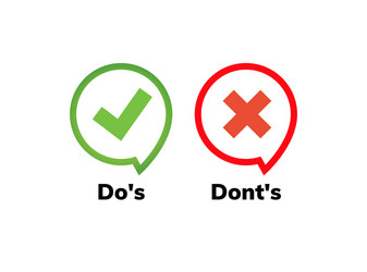 Dos and donts icons yes or no symbols speech Vector Image