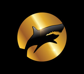 Golden fish logo icon Royalty Free Vector Image