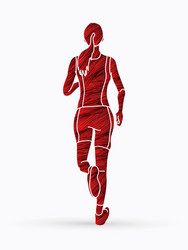 Running brunette woman back view Royalty Free Vector Image