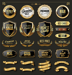 Gold and black labels Royalty Free Vector Image
