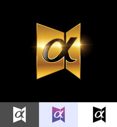 Golden alpha sign Royalty Free Vector Image - VectorStock