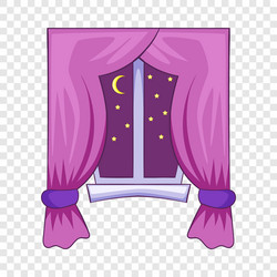 Night window icon cartoon style Royalty Free Vector Image