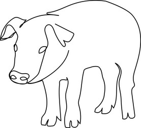 Pig one line art continuous drawing hog Royalty Free Vector