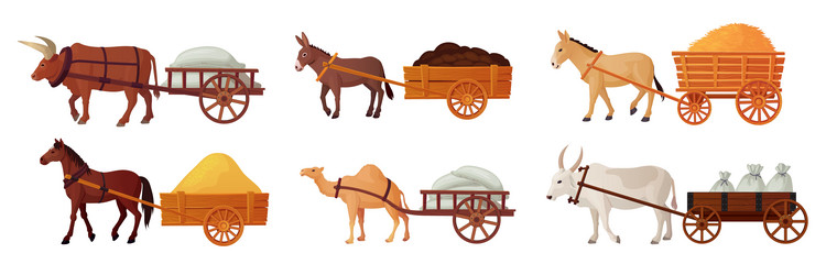Cartoon Horse Pulling Cart Vector Images (28)
