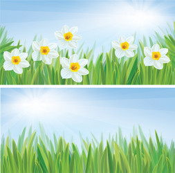 Spring meadow cloudscape Royalty Free Vector Image