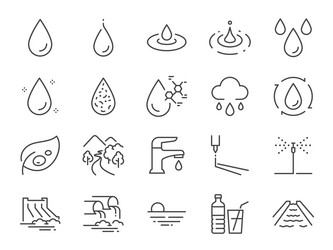 Water pollution ecology problem icon set in thin Vector Image