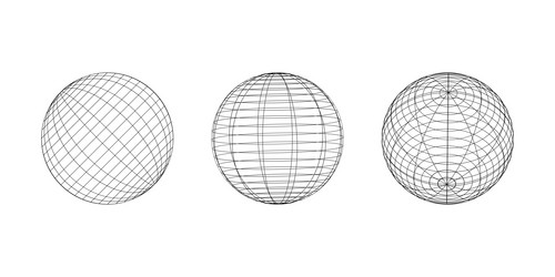 Wireframe shapes sphere ellipse globe grid Vector Image