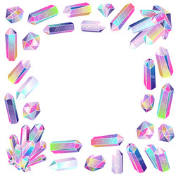 Crystals square round frame isolated Royalty Free Vector