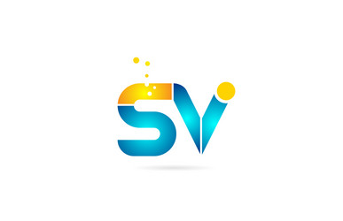 Grey blue alphabet letter sv s v logo 3d design Vector Image