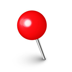 Red office pin realistic drawing Royalty Free Vector Image