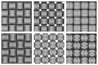 Seamless weaving patterns set linear backgrounds Vector Image