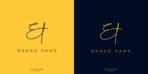 Luxury initial letters et logo design Royalty Free Vector