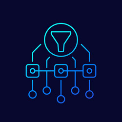 Data filtering icon with funnel Royalty Free Vector Image