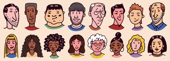 Faces people character set human avatars Vector Image