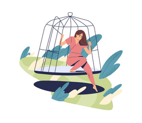 Person in cage with depression and fear concept Vector Image