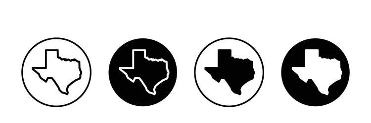 Texas map icon set state shape and flag symbol Vector Image