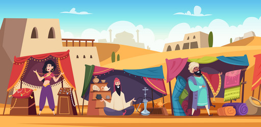 Eastern souk cartoon background Royalty Free Vector Image