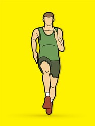 Athlete runner a man running front view Royalty Free Vector