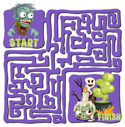 Halloween zombie maze game template Royalty Free Vector