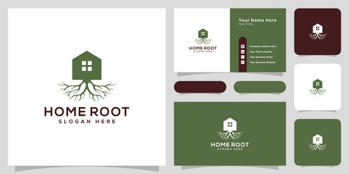 Tree root house logo nature design Royalty Free Vector Image