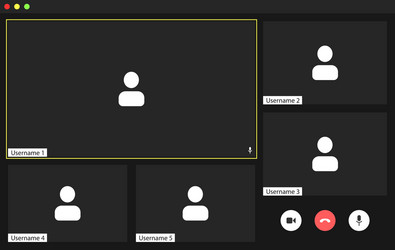 Videocall interface video call conference screen Vector Image