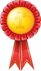 First Place Ribbon Badge Royalty Free Vector Image