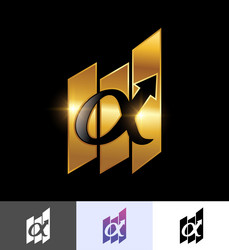 Golden alpha sign Royalty Free Vector Image - VectorStock