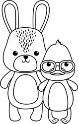 Rabbit and duck cartoon design Royalty Free Vector Image