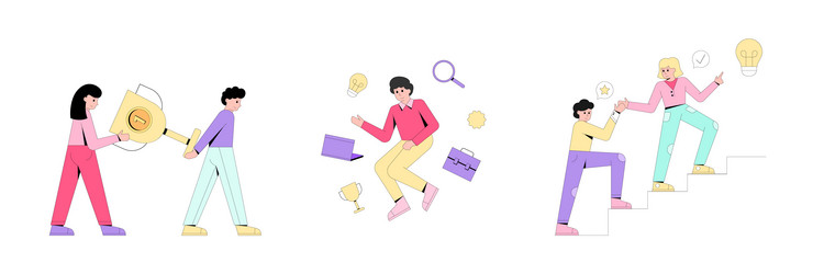 Group of successful people achieving goals in Vector Image