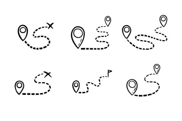 Hand drawn map distance measuring icon doodle map Vector Image