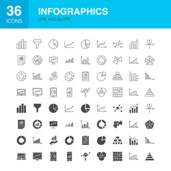 Machine learning line web glyph icons Royalty Free Vector