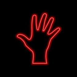 Hand with forefinger pointing forward neon sign Vector Image