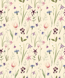Watercolor wildflower pattern Royalty Free Vector Image