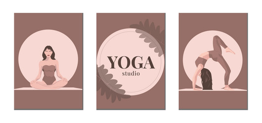 3 posters for yoga studio the lotus position Vector Image