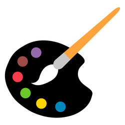 Flat art tool palette with paints color artist Vector Image