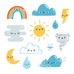 Set isolated elements baby weather Royalty Free Vector Image