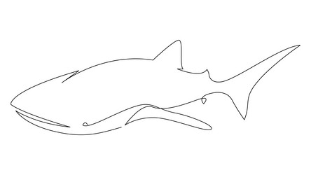 One line shark design silhouette logo Royalty Free Vector