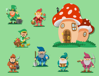 Fairy-tale fantastic gnome dwarf elf character Vector Image