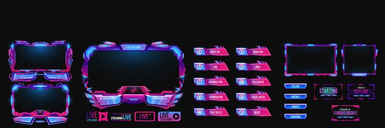 Cyber game neon icons Royalty Free Vector Image
