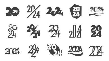 Text 2024 label modern calligraphy geometric and Vector Image