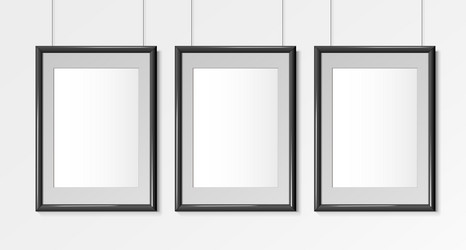 Three realistic white vertical a4 frames posters Vector Image