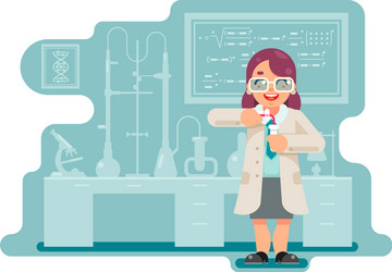 Female wise smart scientist chemical test tubes Vector Image