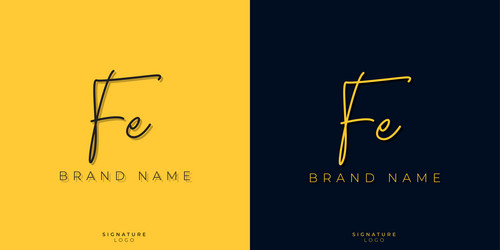Luxury initial letters fe logo design Royalty Free Vector