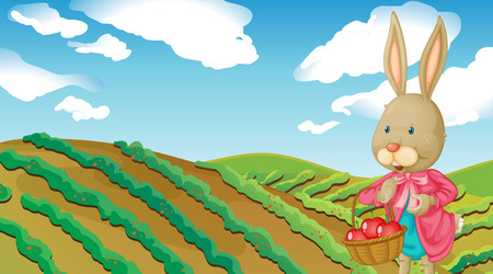 Cartoon funny rabbit sitting on the grass Vector Image