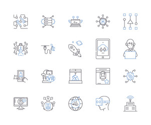 Smart office technology outline icons collection Vector Image